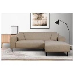 Ecksofa Home Affaire "ARROS L-Form mit Wellenunterfederung, Maße B/T/H: 235/163/81 cm", grau (taupe), B:235cm H:81cm T:163cm, 100% Polyester, Sofas, incl. Zierkissen, mit Recamiere rechts/links bestellbar, auch in Cord