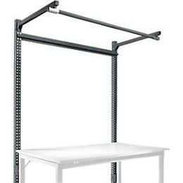 Manuflex Aufbauportal m. Ausleger, Grundtisch SPEZIAL Arbeitstisch/Werkbank UNIVERSAL/PROFI, 1500 mm, anthrazit