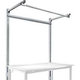 Manuflex Aufbauportal m. Ausleger, Grundtisch SPEZIAL Arbeitstisch/Werkbank UNIVERSAL/PROFI, 1500 mm, alusilber