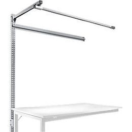 Manuflex Aufbauportal m. Ausleger, Ansatztisch SPEZIAL Arbeitstisch/Werkbank UNIVERSAL/PROFI, 1500 mm, alusilber