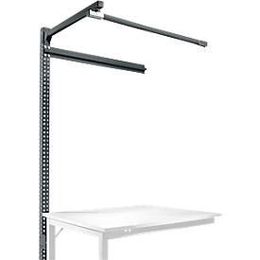 Manuflex Aufbauportal m. Ausleger, Ansatztisch SPEZIAL Arbeitstisch/Werkbank UNIVERSAL/PROFI, 1250 mm, anthrazit