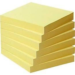 Post-it® Haftnotizen, Recycling-Papier, 76 mm x 76 mm, 6 x 100 Blatt, gelb
