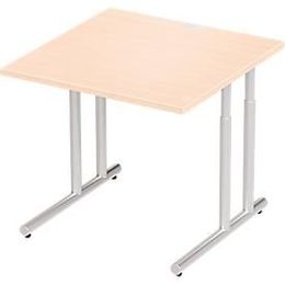 Schäfer Shop Schäfer Shop Select Schreibtisch COMBITEC, Quadrat, C-Fuß, B 800 x T 800 x H 677-817 mm, Ahorn/weißaluminium
