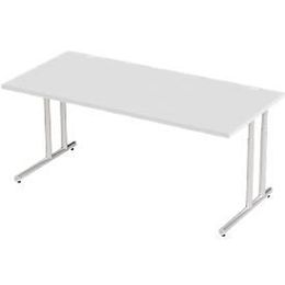 Schäfer Shop Schäfer Shop Select Schreibtisch COMBITEC, Rechteck, C-Fuß, B 1800 x T 800 x H 677-817 mm, lichtgrau/weißaluminium