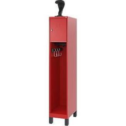 C+P Feuerwehrspind Evolo, Modell YOUNGSTER, 1 Abteil, H 1630 x B 300 x T 500 mm, Füße, feuerrot RAL 3000