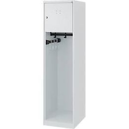 Feuerwehrspind C+P Evolo Youngster, 1 Abteil, ohne Helmhalter, Bodengleiter, B 400 x T 500 x H 1530 mm, RAL 7035 Lichtgrau
