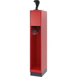 Feuerwehrspind C+P Evolo Youngster, 1 Abteil, mit Helmhalter, mit Sockel, B 300 x T 500 x H 1630 mm, RAL 3000 Feuerrot/RAL 7016 Anthrazitgrau