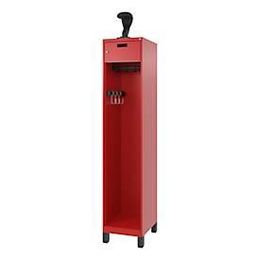 C+P Feuerwehrspind Evolo, Modell PRAKTUS, 1 Abteil, H 1950 x B 400 x T 500 mm, Füße, feuerrot RAL 3000