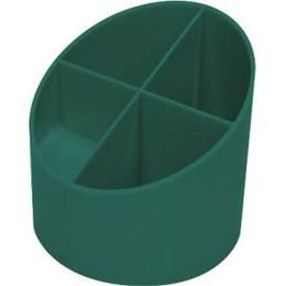 Stifteköcher Helit The Green Cross, 4 Fächer, Ø 110 x H 105 mm, Recyclingkunststoff, grün