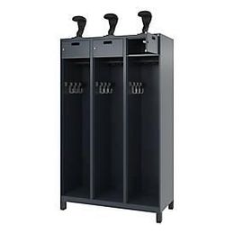 C+P Feuerwehrspind Evolo, Modell PRAKTUS, 3 Abteile, H 1850 x B 1200 x T 500 mm Füße, Anthrazitgrau