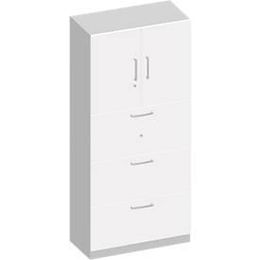 Schäfer Shop Schäfer Shop Genius Kombischrank TETRIS SOLID, 6 OH, B 800 mm, oben Flügeltüren, unten HR-Auszüge, weiß/weißalu