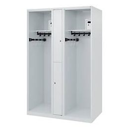 Feuerwehrspind C+P Evolo Maxi, 4 Abteile für 2 Personen, ohne Helmhalter, Bodengleiter, B 1200 x T 500 x H 1850 mm, RAL 7035 Lichtgrau