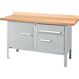 Schäfer Shop Kastenwerkbank Schäfer Shop Select PWi 150-3, Buche Multiplexplatte, bis 750 kg, B 1500 x T 700 x H 840 mm, Weißaluminium