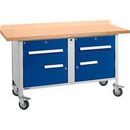Schäfer Shop Mobile Werkbank Schäfer Shop Select PWi 150-0, Buche Multiplexplatte, bis 400 kg, B 1500 x T 700 x H 840 mm