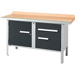 Schäfer Shop Kastenwerkbank Schäfer Shop Select PWi 150-3, Buche Multiplexplatte, mit Stahlkante, bis 750 kg, B 1500 x T 700 x H 840 mm, Anthrazit
