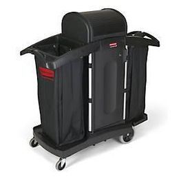 Hotelwagen Rubbermaid®, kompakt, bis 257 l, abschließbarer Schrank & abnehmbare Plattformen, Staubsaugerhalterung & Haken, Schiebegriffe, Laufrollen