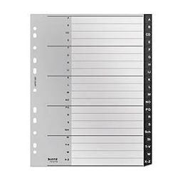 Leitz® Registermappe Recycle, A4, beschreibbar, Universalllochung, zu 100 % recycelbar, Kunststoff, schwarz, Taben A-Z