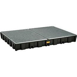 Bodenschutzwanne CEMO 250HD, Polyethylen, 250 l Auffangvolumen, verzinktes Stahlgitterrost, mit Zulassung, B 1600 x T 1200 x 180 mm
