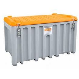 Transport- und Pritschenbox CEMO CEMbox 400, Polyethylen, 400 l, L 1200 x B 810 x H 750 mm, stapelbar, kranbar, grau/orange