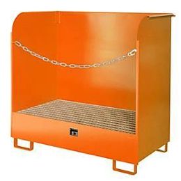 Gefahrstoff-Depot Typ GD-A Bauer, Stahl, L 1420 x B 750 x H 1370 mm, Auffangvolumen 220 Liter, gelborange RAL 2000