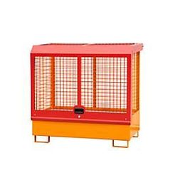Gefahrstoff-Depot Typ GD-C Bauer, Stahl, L 1430 x B 820 x H 1390 mm, Zylinderschloss, Auffangvolumen 220 I, gelborange RAL 2000