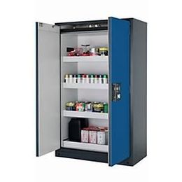 Sicherheitsschrank Typ 90 ASECOS Q-CLASSIC-90, Flügeltüren, Front Enzianblau, B 1193 x T 615 x H 1953 mm
