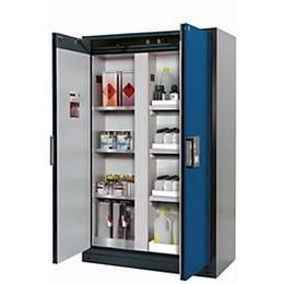 Sicherheitsschrank Typ 90 ASECOS Q-CLASSIC-90, Flügeltüren, Front Enzianblau, B 1193 x T 615 x H 1953 mm