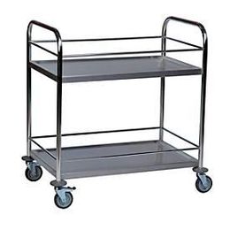 ROLLCART Edelstahl-Tischwagen 2 Etagen, mit Berandung, 825 x 500 mm