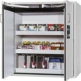 Sicherheitsschrank Typ 90 ASECOS S-CLASSIC-90, Flügeltüren mit Türfeststellanlage, Front Lichtgrau, B 1196 x T 616 x H 1298 mm