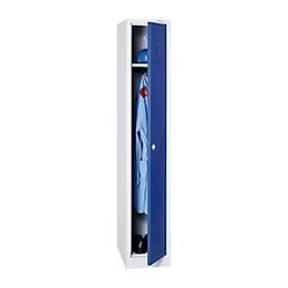 Kleiderspind, B 300 x H 1800 mm, lichtgrau/enzianblau RAL 7035/5010, Drehriegelverschluss