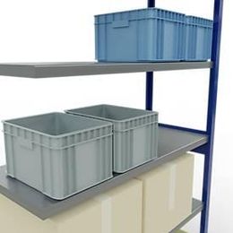 SCHULTE LAGERTECHNIK Fachbodenregal - Stecksystem MULTIplus 250, Anbauregal, Längenriegel, 2500x1300x500 mm, 6 Böden, enzianblau/verzinkt