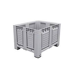 Palettenbehälter Big Box FP-FBO1210, 680 l, B 1200 x T 1000 x H 790 mm, perforiert, silbergrau, 4 Füße, bis 450 kg