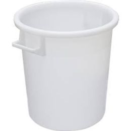 Tonne, mit Griffen, 50 l, Ø 455 x H 470 mm, lebensmittelecht, temperaturbeständig, stapelbar, recycelbares HDPE, weiß