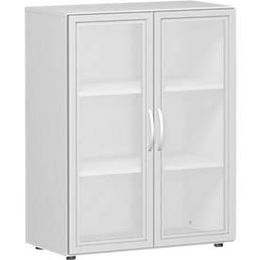 Glastürenschrank ALICANTE, 3 Ordnerhöhen, B 800 x T 420 x H 1104 mm, lichtgrau