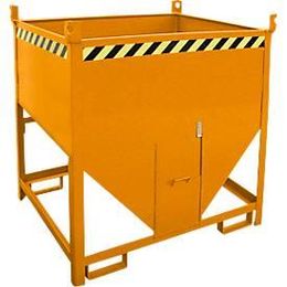 Bauer Silobehälter SGS 75, mit Schieberverschluss, L 1000 x B 1200 x H 1260 mm, 0,75 m³, bis 1000 kg, Stahl, Gelborange