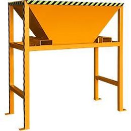 Bauer BTS Befülltrichter, Stahlblech, Standkonstruktion, Einfahrtaschen, lackiert, L 980 x B 1980 x H 2050 mm, gelborange RAL 2000