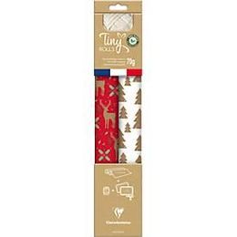 Geschenkverpackungs-Set Clairefontaine, rot-weiß, 2 Tinyrollen Geschenkpapier L 5 m x B 350 mm, Geschenkband L 20 m & 10 Geschenkanhänger