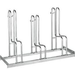 Bügelparker, 1-seitig, für Reifen bis B 55 mm, B 1050 x T 1850 x H 740 mm, Stahl feuerverzinkt, 3 Einstellplätze, zerlegt