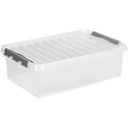 Aufbewahrungsbox Sunware Q-LINE, Verschlussclips, transparent, stapelbar, 32L, L 600 x B 400 x H 180 mm, grau