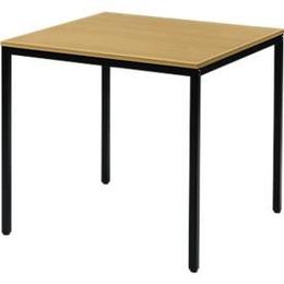 Schäfer Shop Schäfer Shop Pure Stahlrohrtisch, Quadrat, Quadratrohrfuß, B 800 x T 800 x H 720 mm, Buche/schwarz