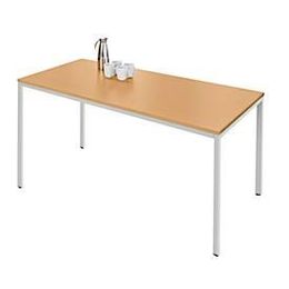 Schäfer Shop Schäfer Shop Pure Stahlrohrtisch, Rechteck, Quadratrohrfuß, B 1600 x T 800 x H 720 mm, Buche/weißaluminium