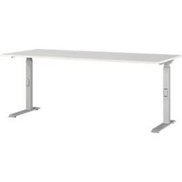 Schreibtisch Agenda, mechanisch höhenverstellbar, B 1800 x T 800 x H 680-910 mm, Lichtgrau/Schwarz