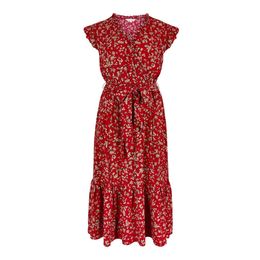 Apricot Floral Frill Wrap Midi Dress ' ' Damen Gr&ouml;&szlig;e 44 rot Winterkleid