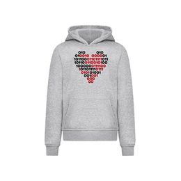 F4NT4STIC Sweatshirt 'I Love You 01001001 Binary Code Herz Valentinstag' Jungen Gr&ouml;&szlig;e 122/128 graumeliert / kirschrot / schwarz