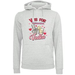 F4NT4STIC Hoodie 'Anti Valentinstag V is for Vodka' Damen Gr&ouml;&szlig;e L grau