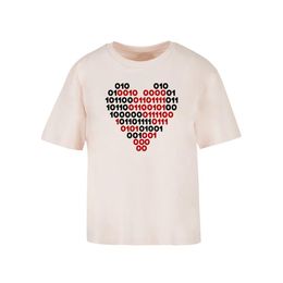 F4NT4STIC T-Shirt 'I love you 01001001 Binary Code Herz Valentinstag' Damen Gr&ouml;&szlig;e S pink / rot / schwarz