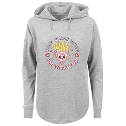 F4NT4STIC Sweatshirt 'Time Fries When I Am With You Valentinstag' Damen Gr&ouml;&szlig;e L gelb / grau / flieder / rosa