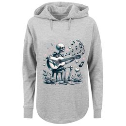F4NT4STIC Sweatshirt 'Skelett spielt Gitarre, Musik, Liebe' Damen Gr&ouml;&szlig;e S grau / petrol / rosa