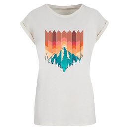 F4NT4STIC T-Shirt 'Berg Sonnenuntergang Geometrisch' Damen Gr&ouml;&szlig;e 5XL sand / braun / petrol / orange