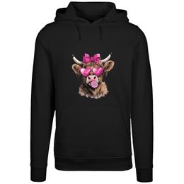 F4NT4STIC Sweatshirt 'Highland Cow Valentinstag Sonnenbrille' Damen Gr&ouml;&szlig;e XL braun / pink / schwarz